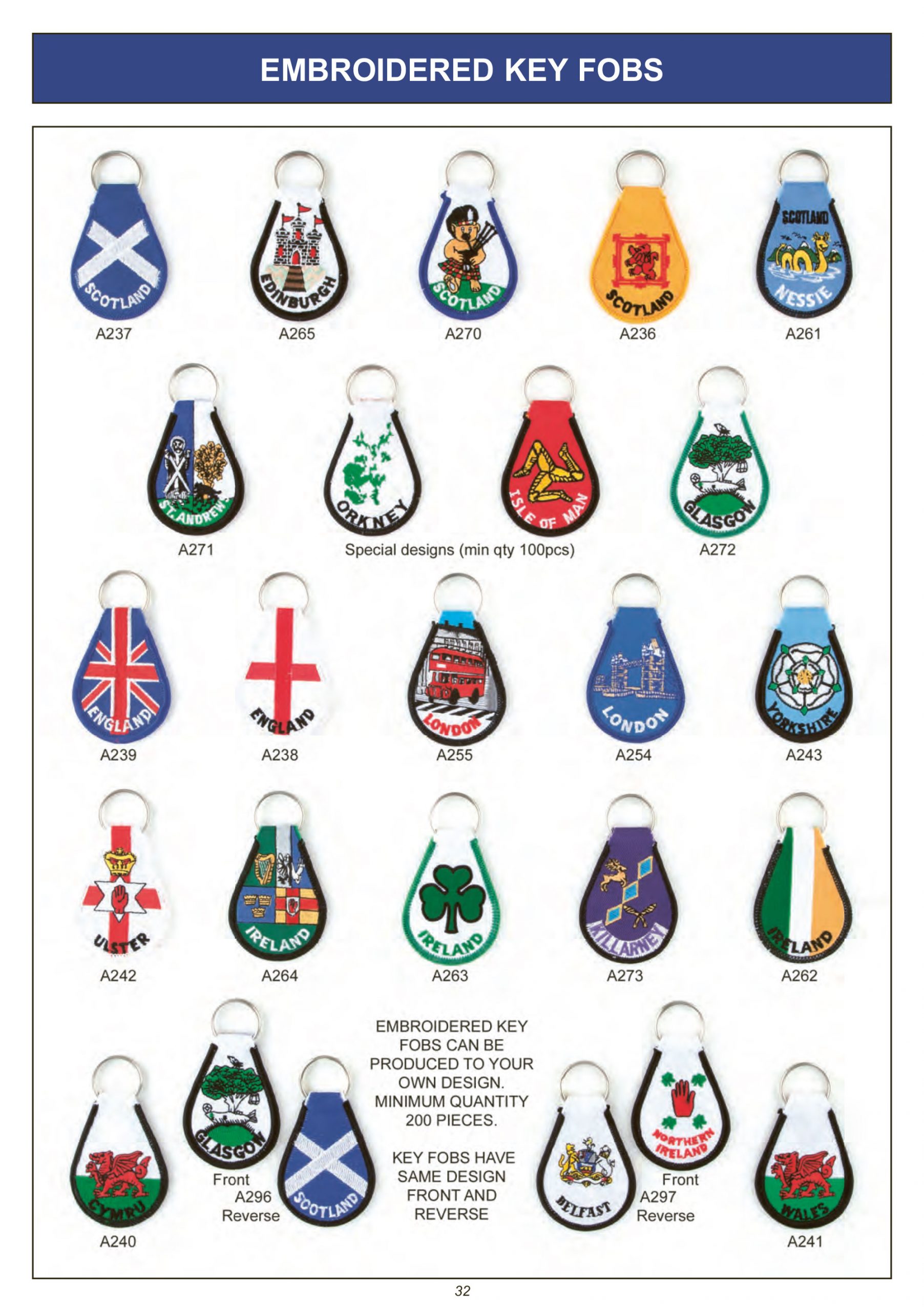 Embroidered Badges & Key Fobs - Tradition Giftware Limited